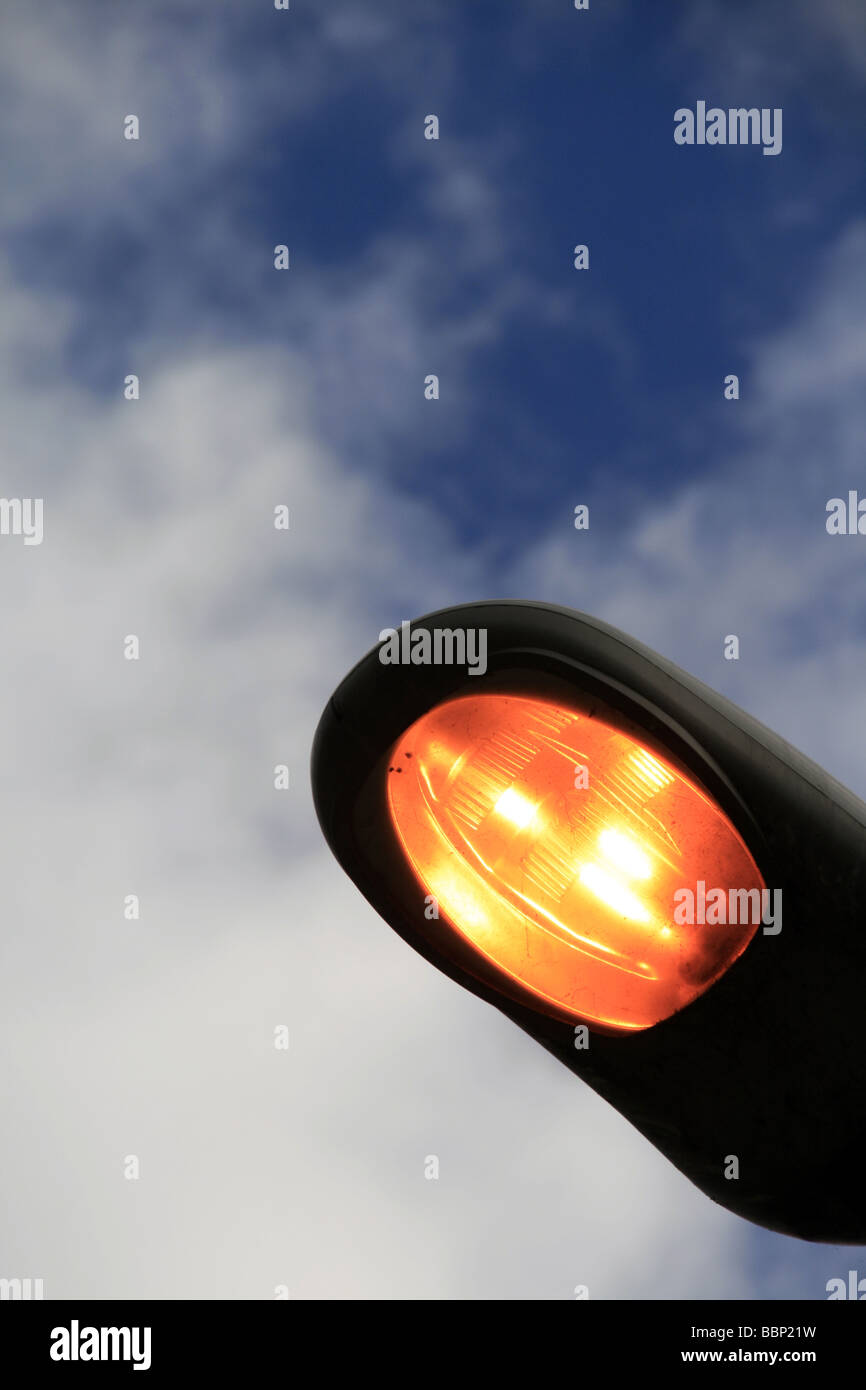 illuminated street lighting system and sky Stock Photo - Alamy