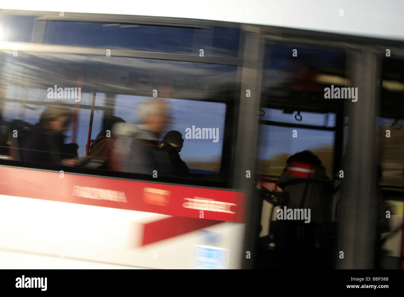 people on fast public transport bus in rome italy Stock Photo - Alamy