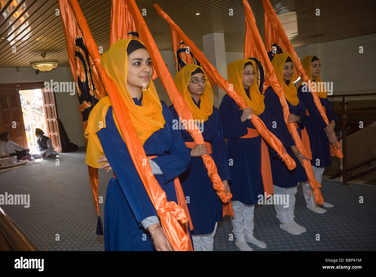 Sikhs at Hounslow Gurdwara for Vaisakhi celebrations . Young women ...