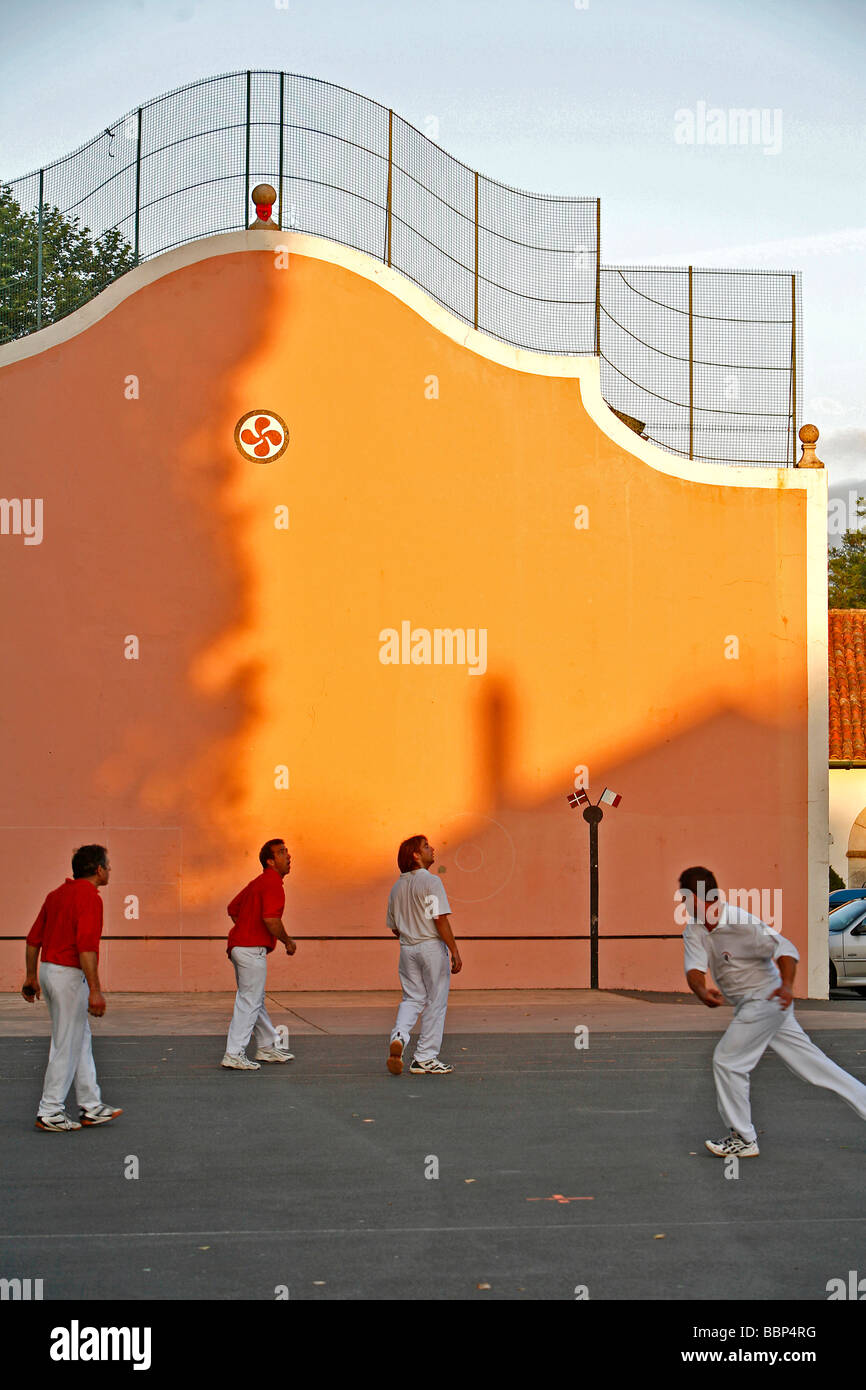 PELOTA FRONT WALL IN ARCANGUES, BASQUE COUNTRY, BASQUE COAST, PYRENEES ...