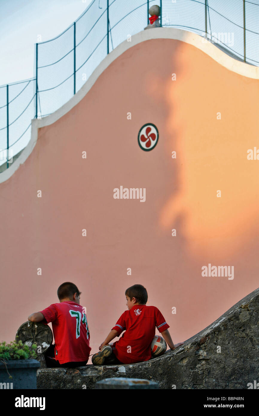 PELOTA FRONT WALL IN ARCANGUES, BASQUE COUNTRY, BASQUE COAST, PYRENEES ...