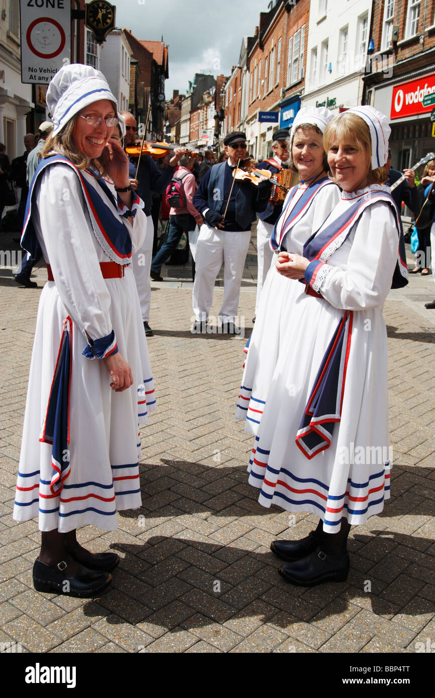 Female Morris dancers performing in Winchester, Hampshire, England, UK ...