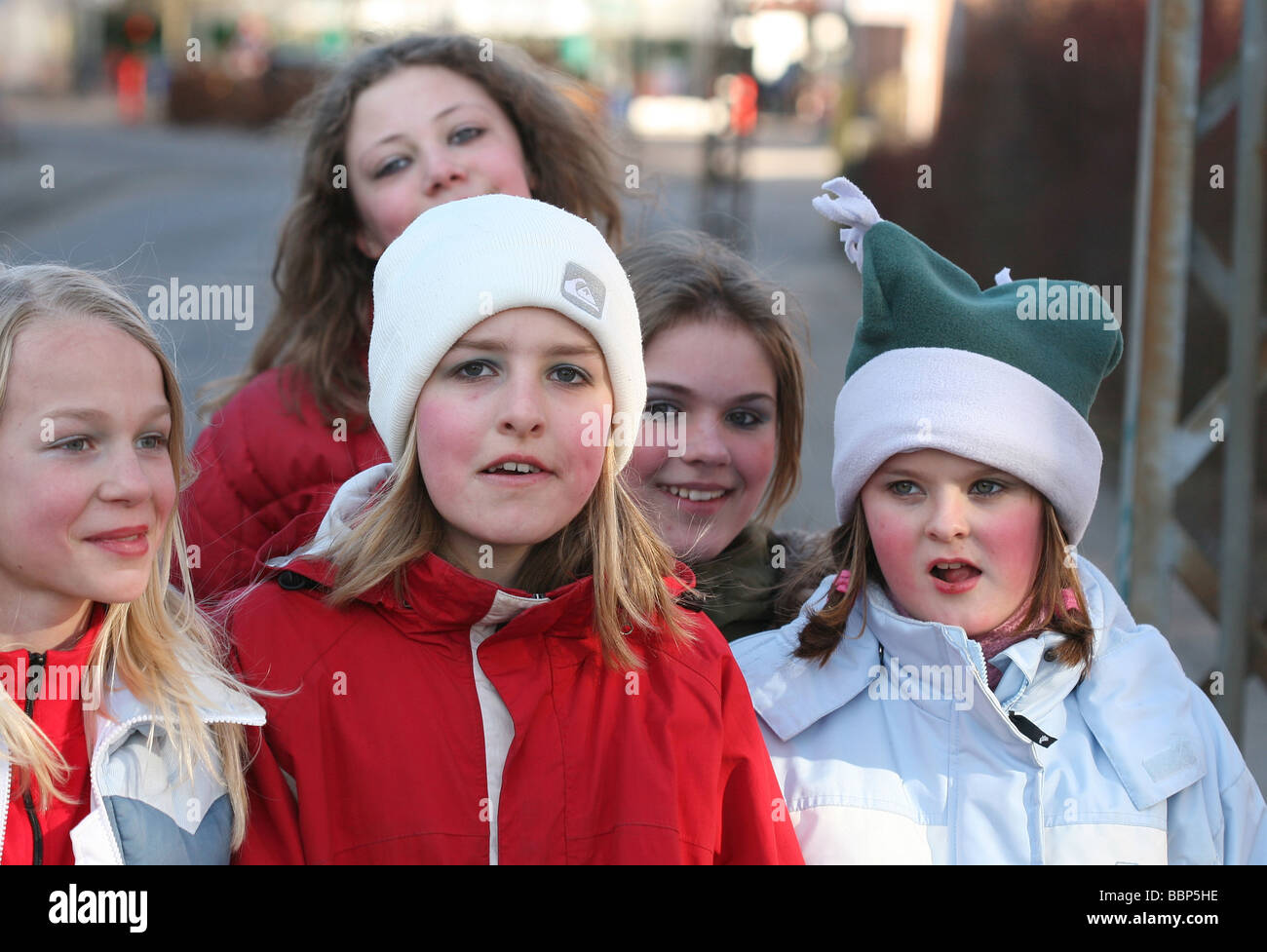girls in a street in denmark on a way to a party Stock Photo - Alamy