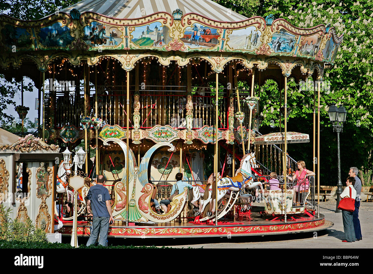 WOODEN HORSE MERRY-GO-ROUND, THE TOWN'S CARROUSEL, MEDIEVAL CITY OF ...