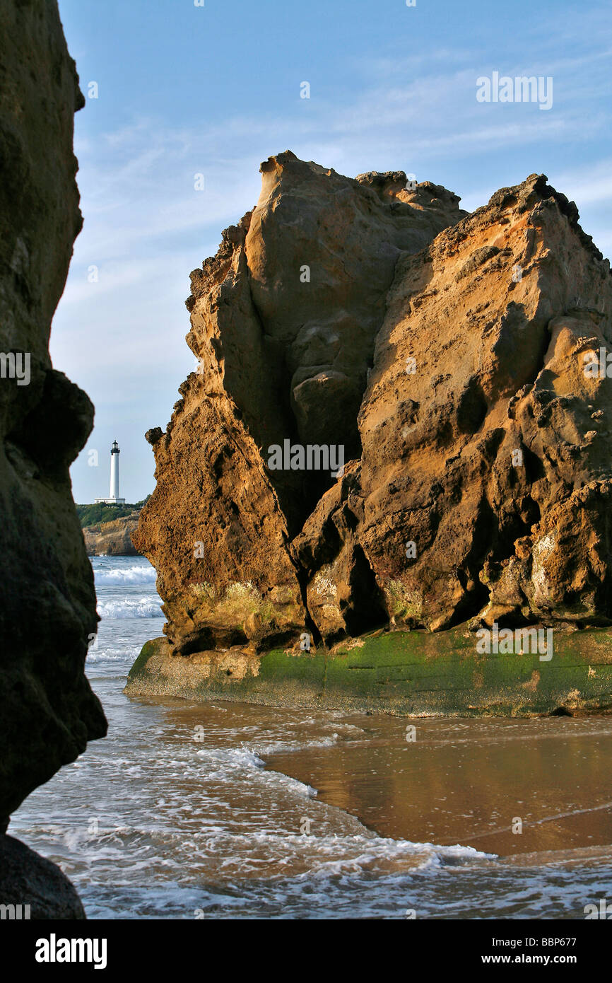 GRANDE PLAGE BEACH, LIGHTHOUSE OF BIARRITZ, PYRENEES ATLANTIQUES, (64 ...