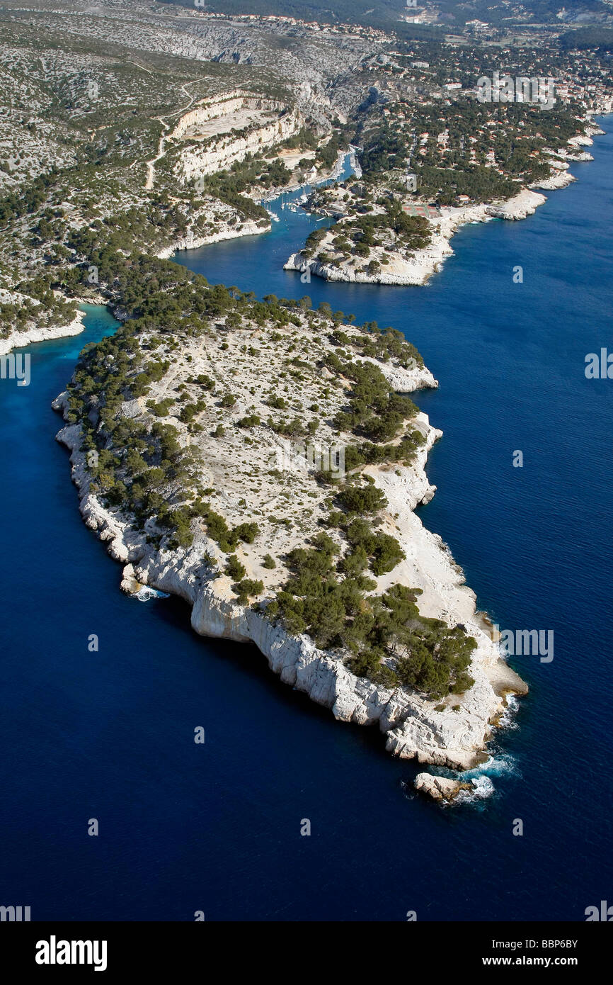 AERIAL VIEW OF THE ROCKY INLETS OF PORT PIN (FOREGROUND) AND OF PORT ...