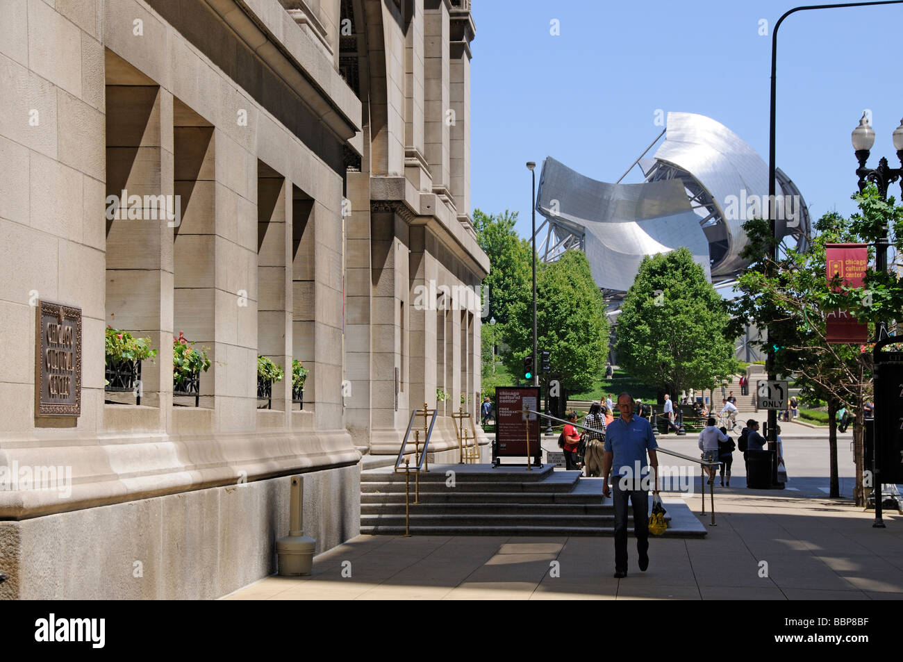 Chicago Cultural centre and the Jay Pritzker Pavilion in Millennium ...
