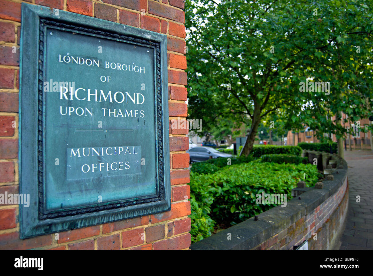 sign for london borough of richmond upon thames municipal offices Stock ...