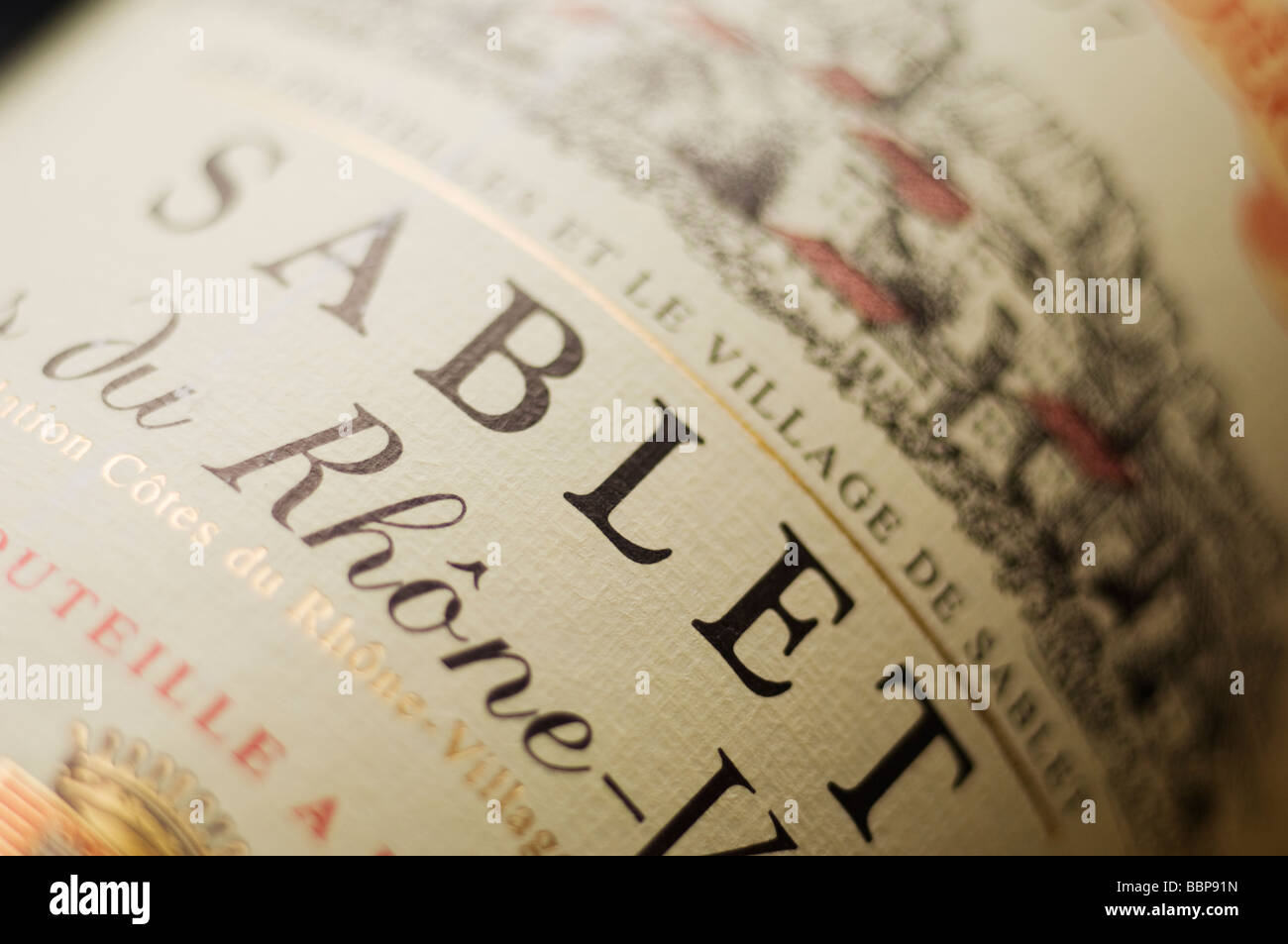 Sablet Cotes du Rhone wine label closeup Stock Photo - Alamy