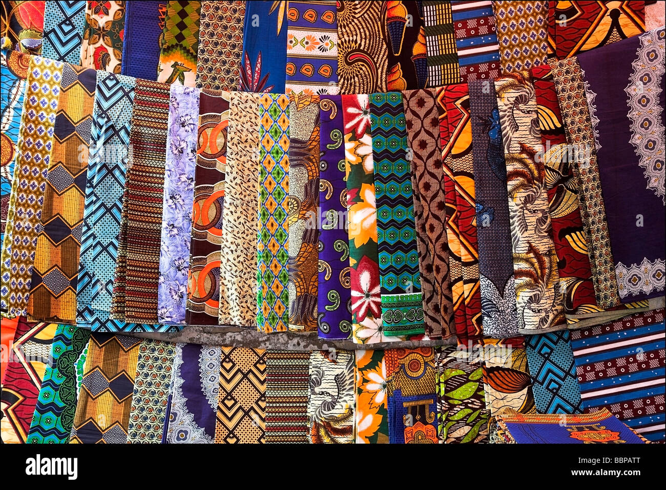 Zanzibar,Africa;Colourful display of silks Stock Photo - Alamy
