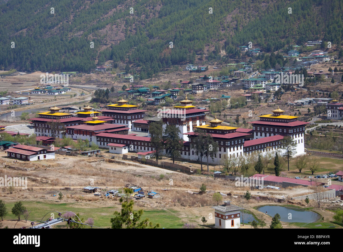 General View Royal palace of King of Bhutan building Tashi Chho Dzong ...