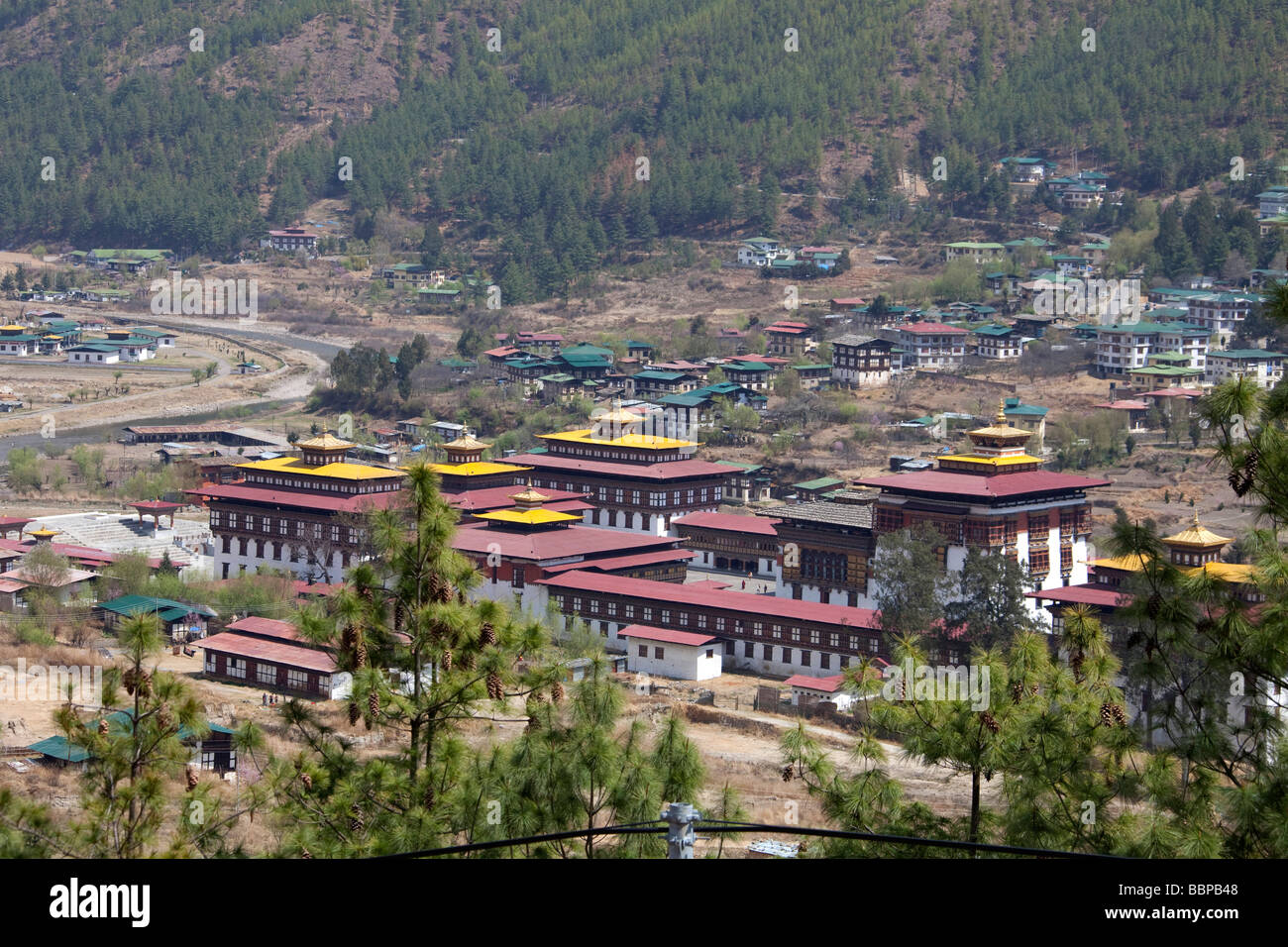 Royal palace of King of Bhutan building Tashi Chho Dzong Thimphu Stock ...