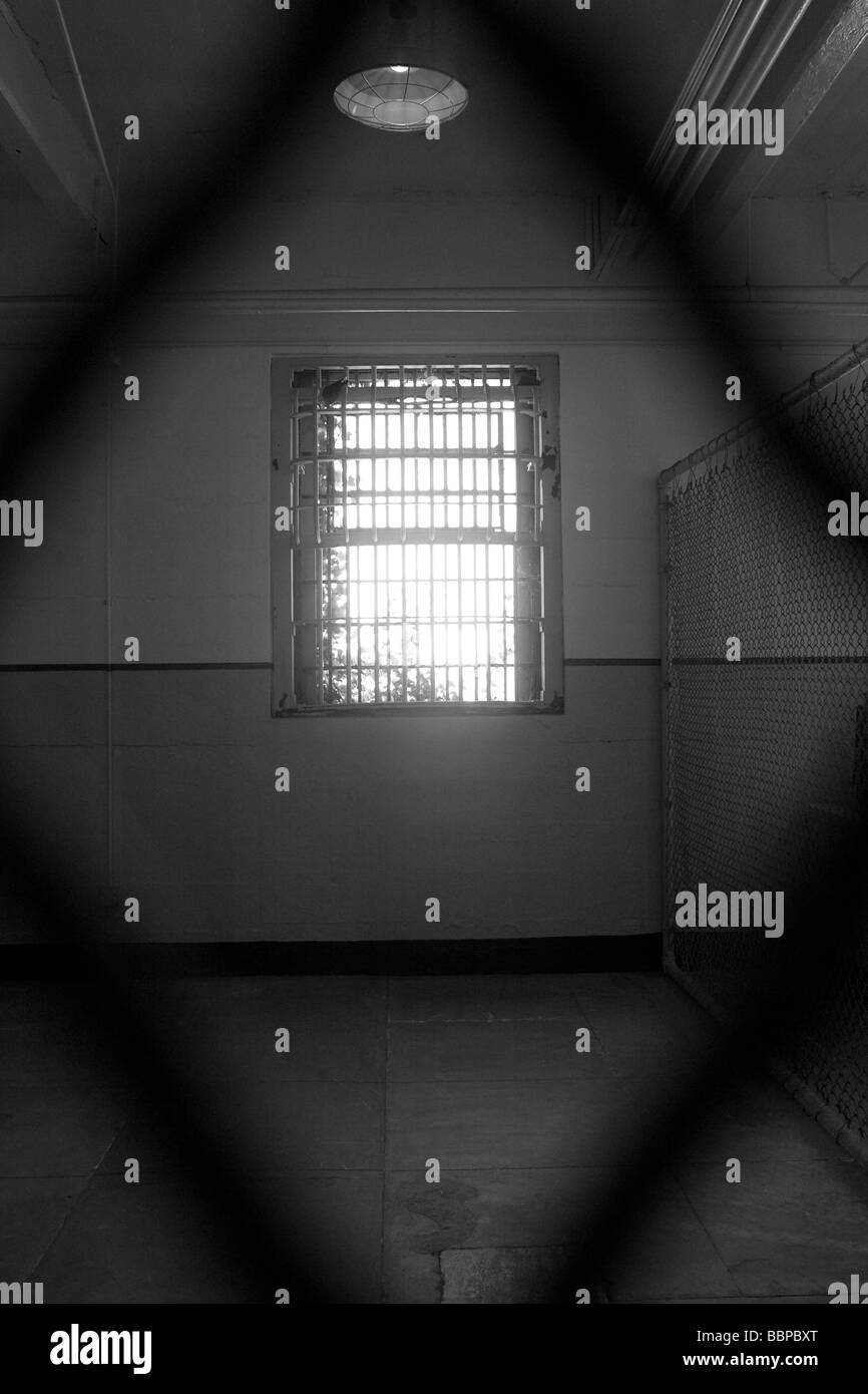 Barred window in Alcatraz Penitentiary, San Francisco, California Stock ...