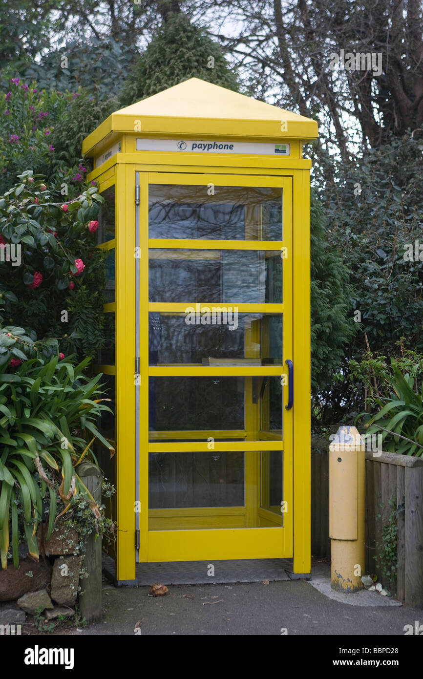 A Yellow Telephone box Stock Photo - Alamy