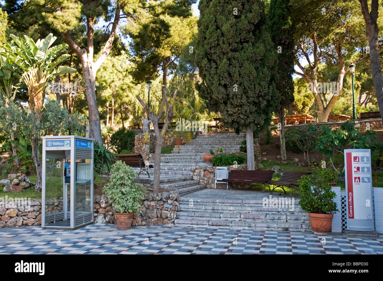 Steps leading up to the pleasant gardens at the Caves of Nerca Stock ...