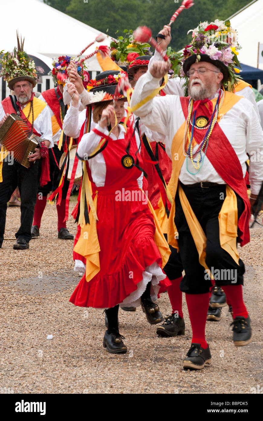 Traditional morris dancers (Knockhundred Shuttles Clog Morris) in full ...