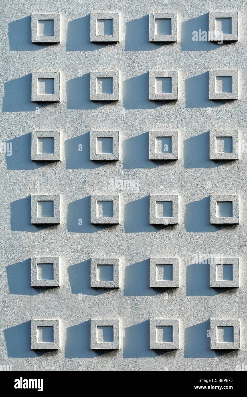 LOTS OF GEOMETRIC SQUARES, DETAIL OF THE ARCHITECTURE OF A BUILDING'S ...