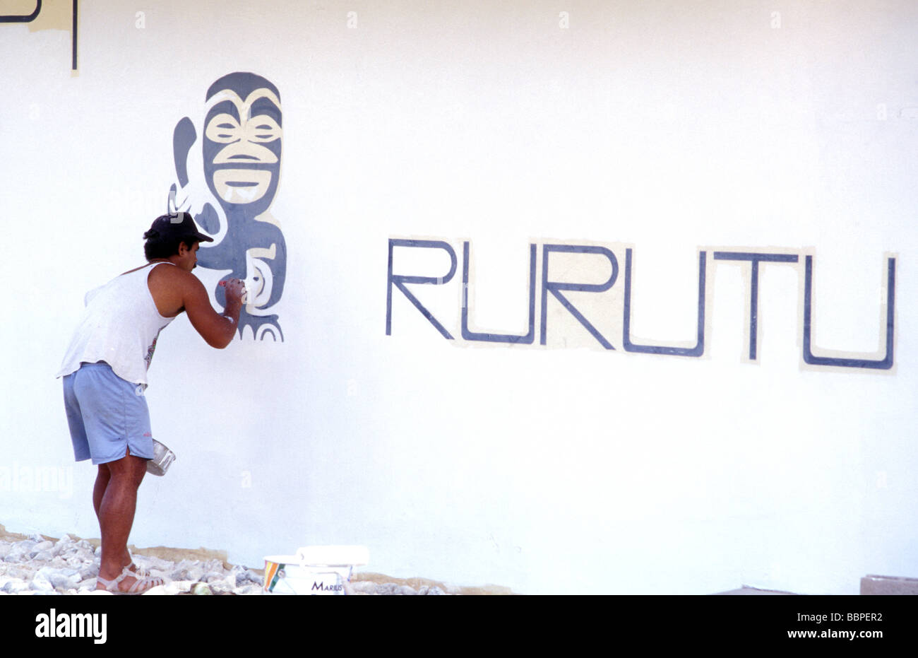 sign painting in moerai rurutu tahiti Stock Photo - Alamy