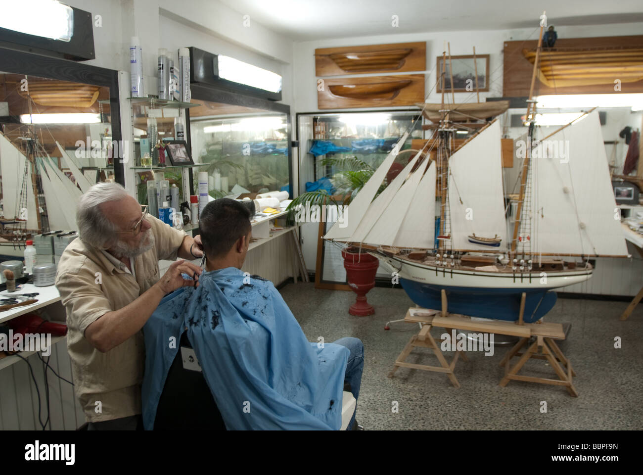 The barber shop of a boat lover Arrecife Spain Stock Photo - Alamy