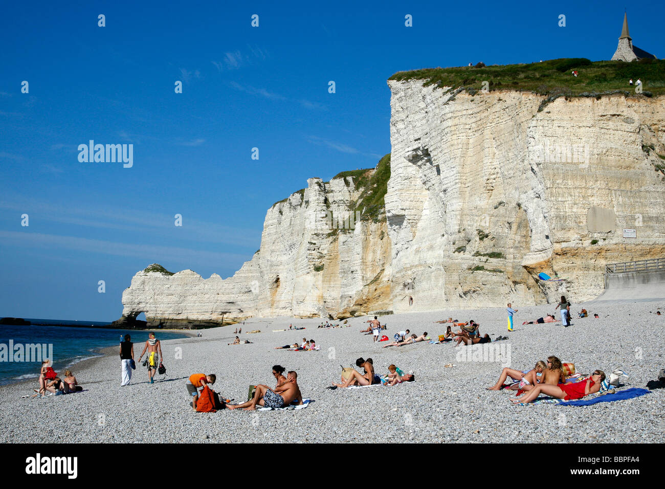 THE CLIFFS AND SHINGLE BEACH OF ETRETAT, SEINE-MARITIME (76), NORMANDY ...