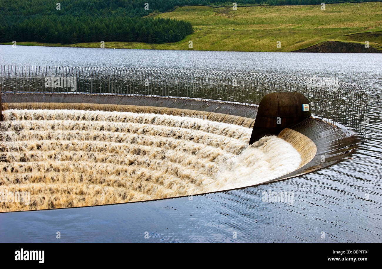 Overflow outlet at Dovestone Reservoir, Oldham, Lancashire England ...