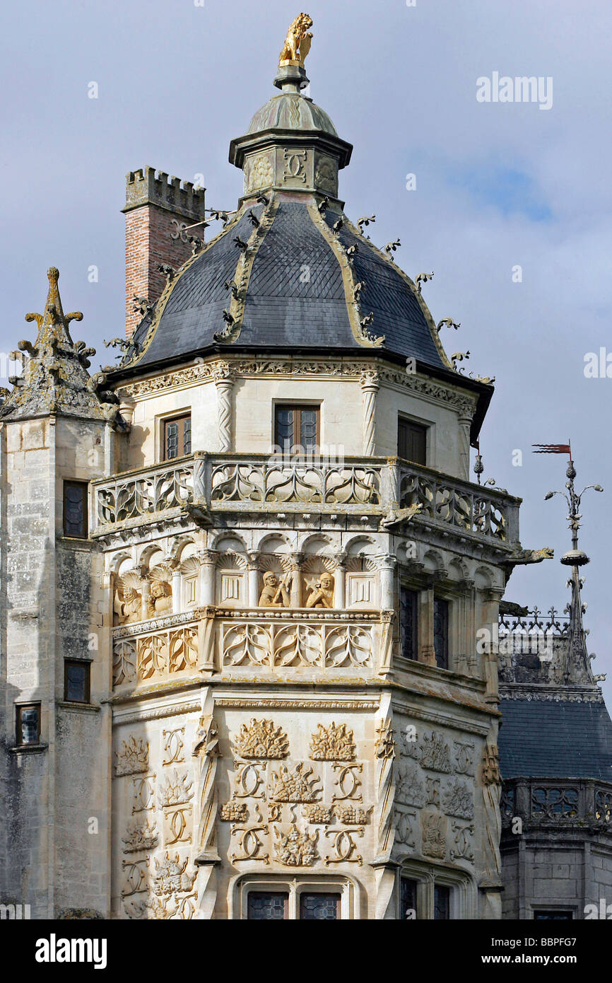 THE LION TOWER, FLAMBOYANT GOTHIC, CASTLE, MEILLANT, CHER (18), FRANCE ...