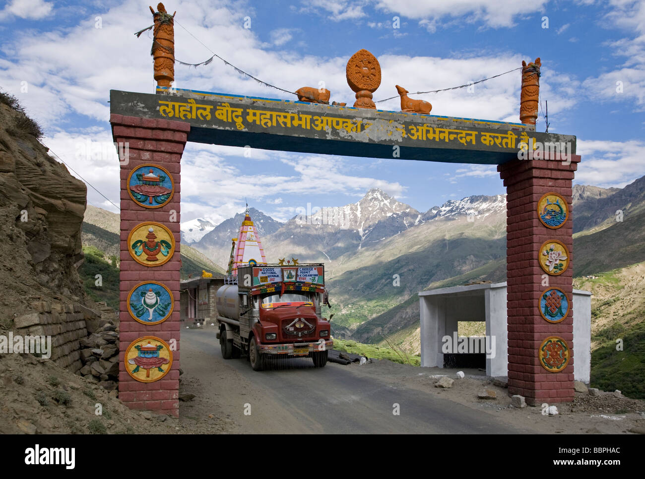 Main entrance to Keylong. Bhaga Valley. Himachal Pradesh. India Stock ...