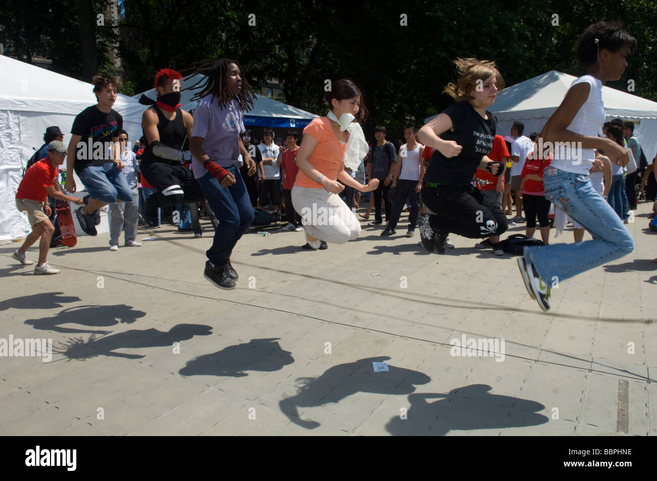 People jumping a rope at the third annual Japan Day celebration in ...