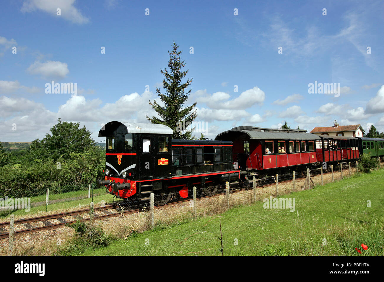 OLD TOURIST TRAIN ON THE RAILROAD OF THE EURE VALLEY, PACY-SUR-EURE ...