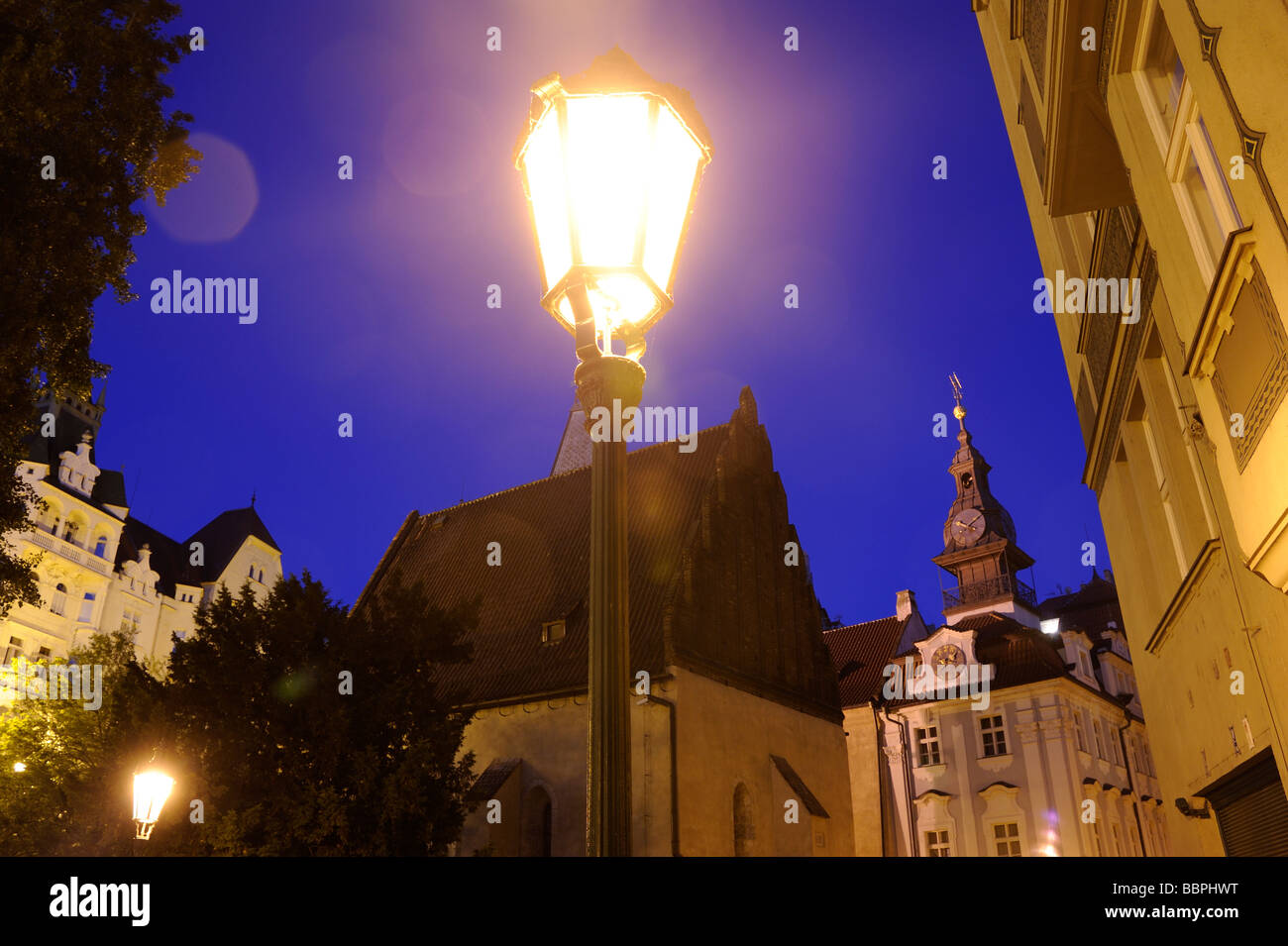 Old New Synagogue Staronova Synagoga at night Jewish Quarter Prague ...