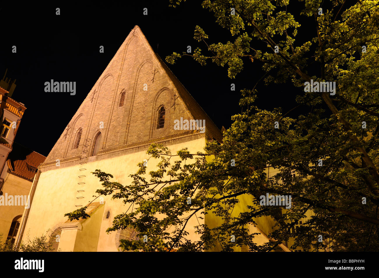 Old New Synagogue Staronova Synagoga at night Jewish Quarter Prague ...