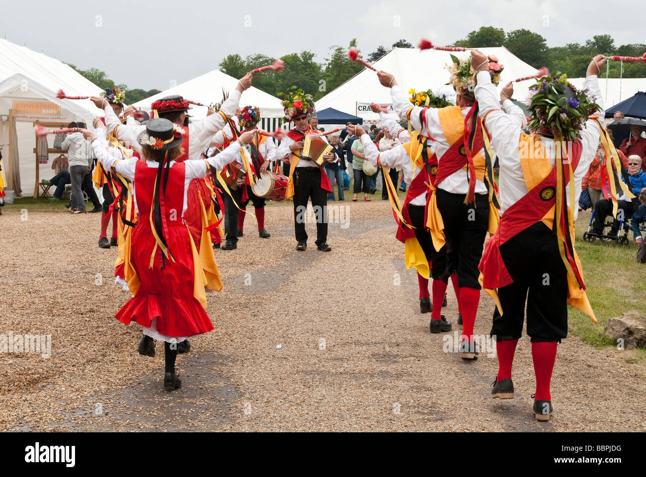 Traditional morris dancers (Knockhundred Shuttles Clog Morris) in full ...