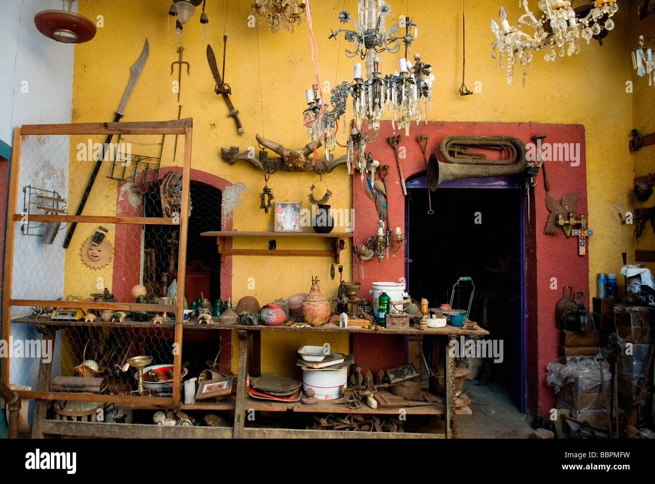 Traditional mexican interior full of antique objects; Mexico Stock ...