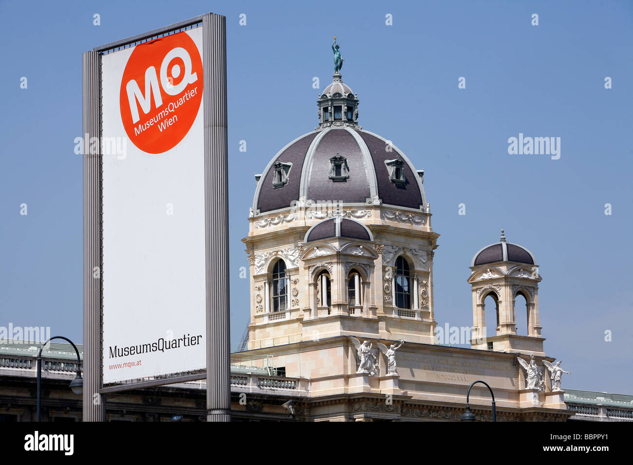 MUSEUMSQUARTIER WIEN, MQ WITH THE DOME OF THE NATURHISTORISCHES MUSEUM ...