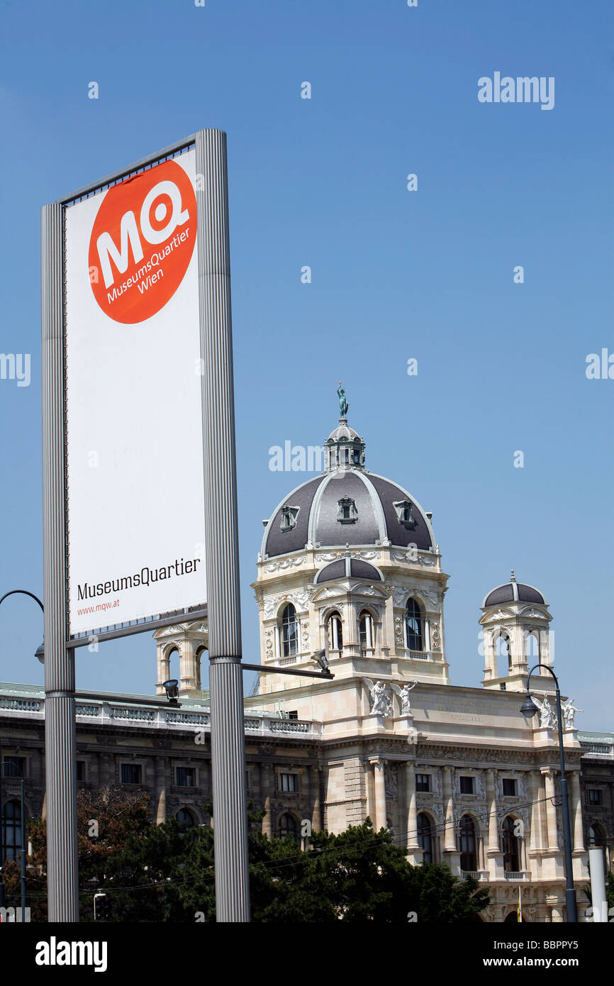 MUSEUMSQUARTIER WIEN, MQ WITH THE DOME OF THE NATURHISTORISCHES MUSEUM ...