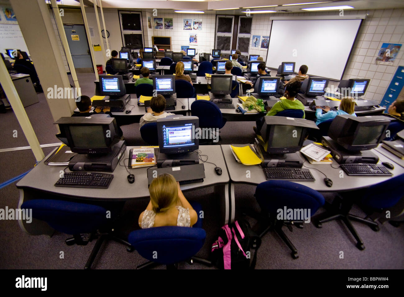 Using a Touch Key Guide that masks the keyboard high school students in ...