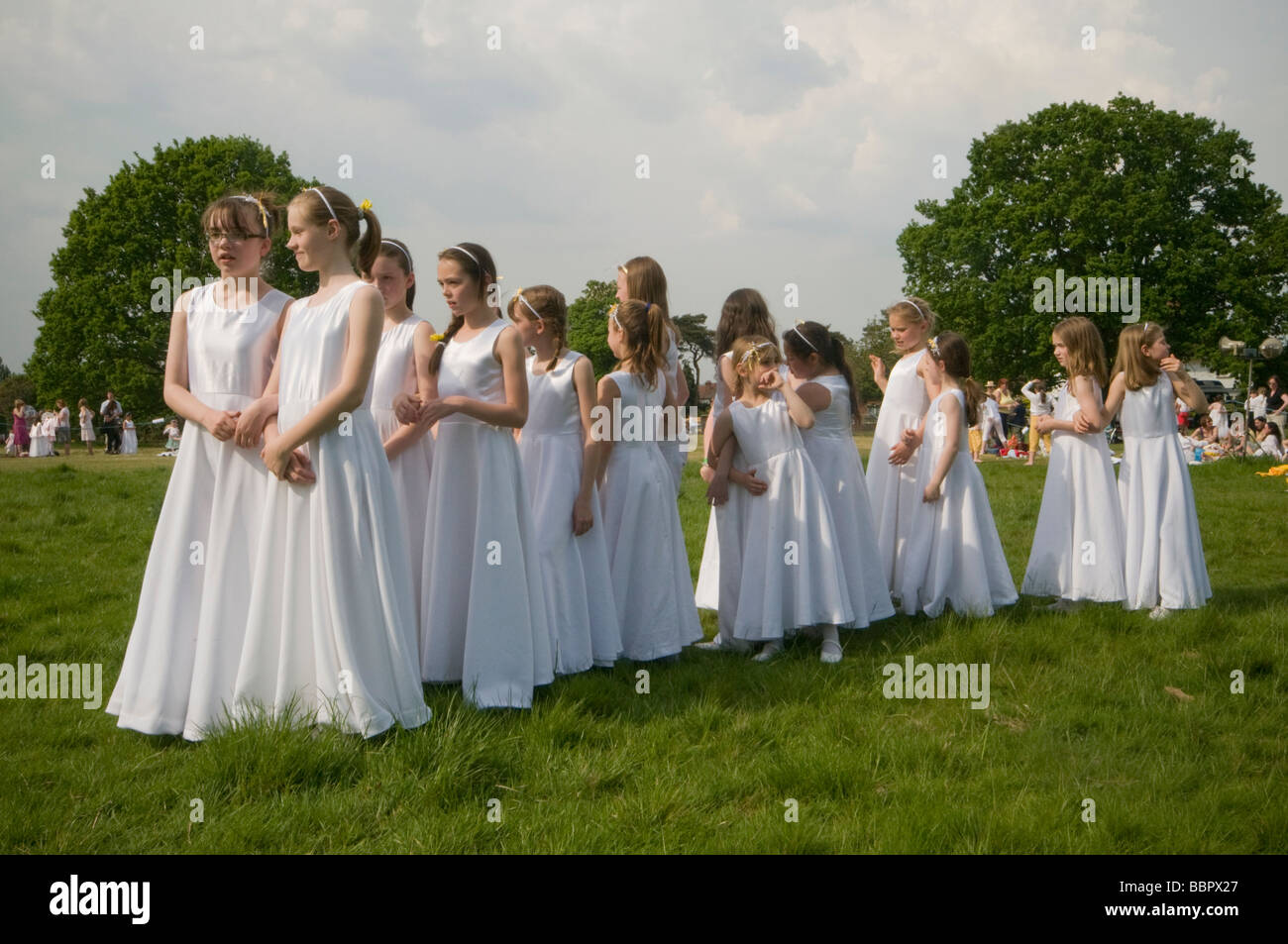 Chislehurst May Queen line up for maypole dancing, Merrie England and ...