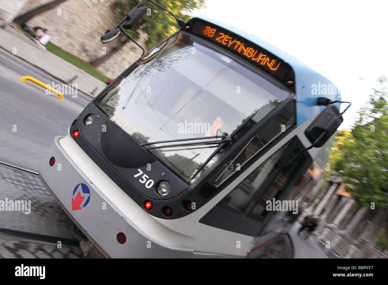 Istanbul Turkey modern tram public transport network system along ...