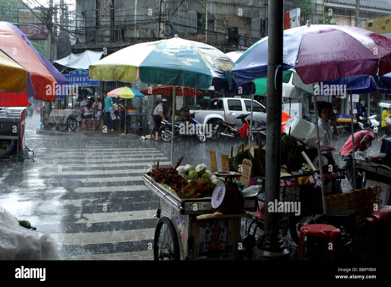 Bangkok 's Chinatown at heavy rain , Thailand Stock Photo - Alamy