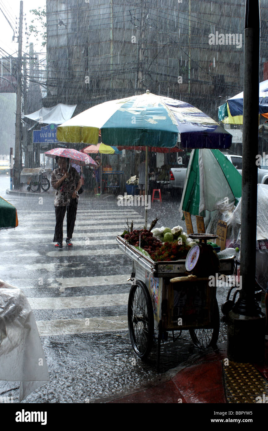 Bangkok 's Chinatown at heavy rain , Thailand Stock Photo - Alamy
