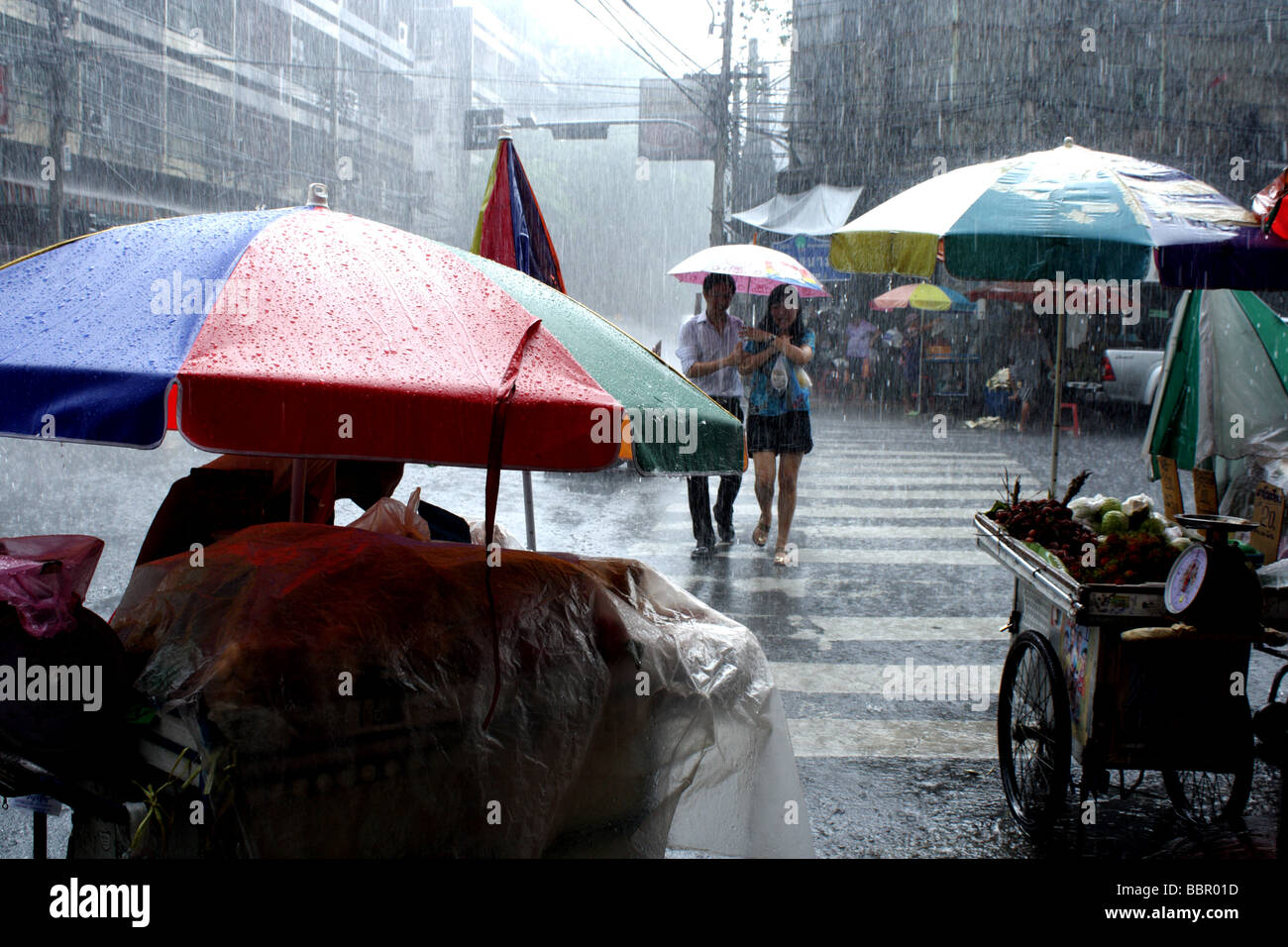 Bangkok 's Chinatown at heavy rain , Thailand Stock Photo - Alamy
