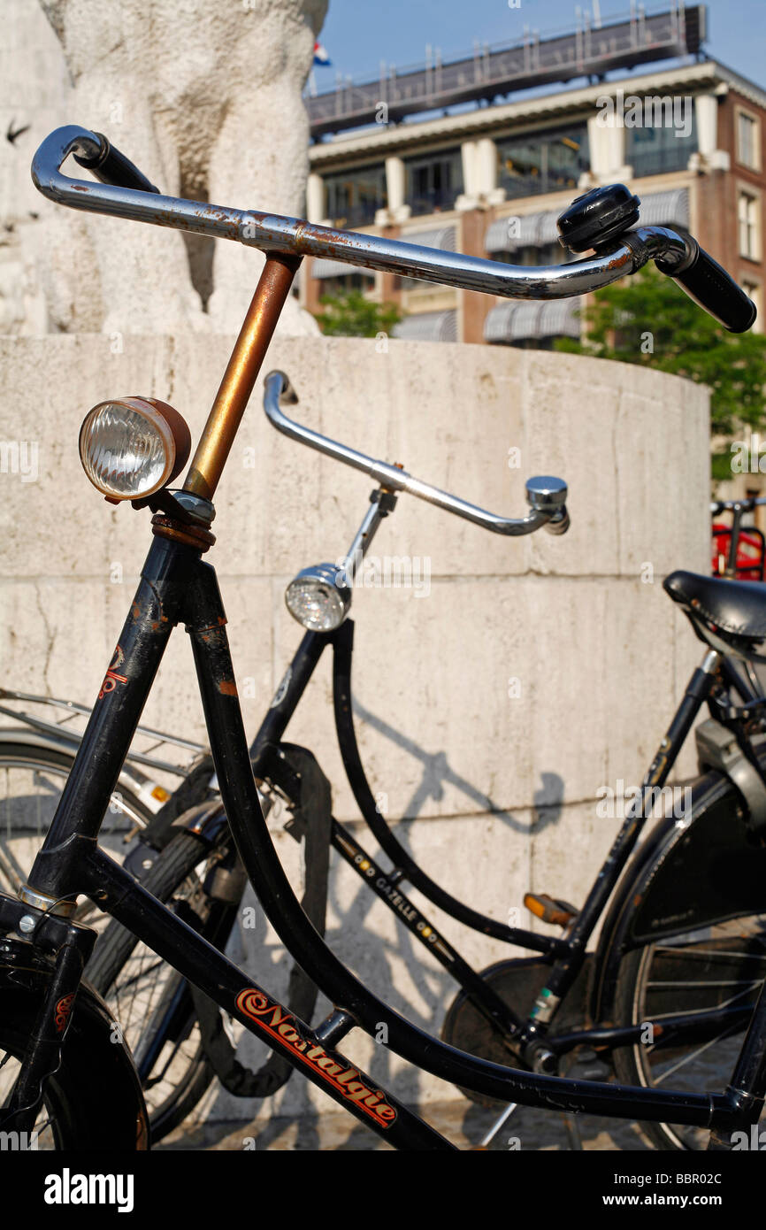 BIKES AND STATUE OF THE LION, NATIONAL MONUMENT, DAMS SQUARE, AMSTERDAM ...