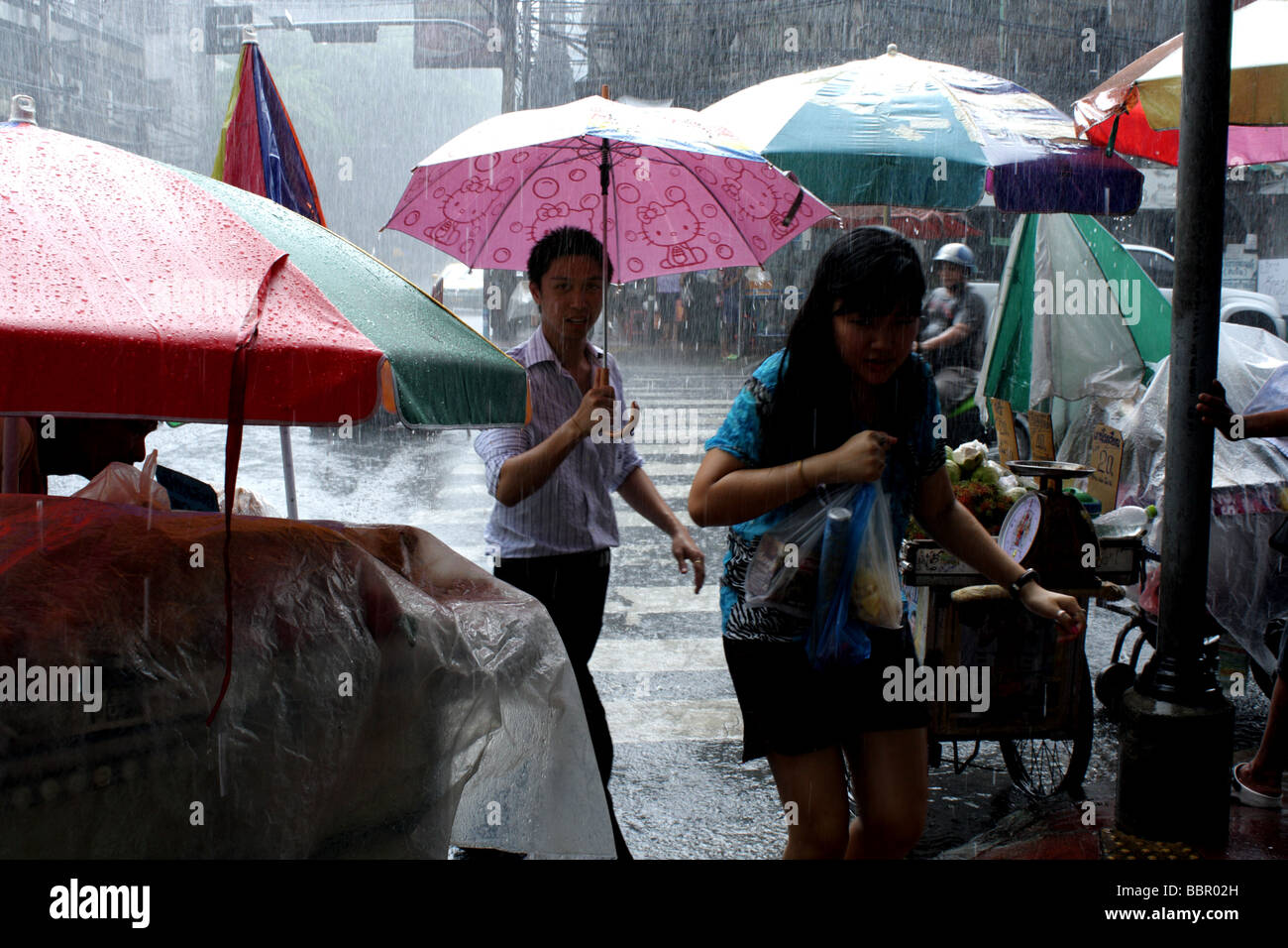 Bangkok 's Chinatown at heavy rain , Thailand Stock Photo - Alamy