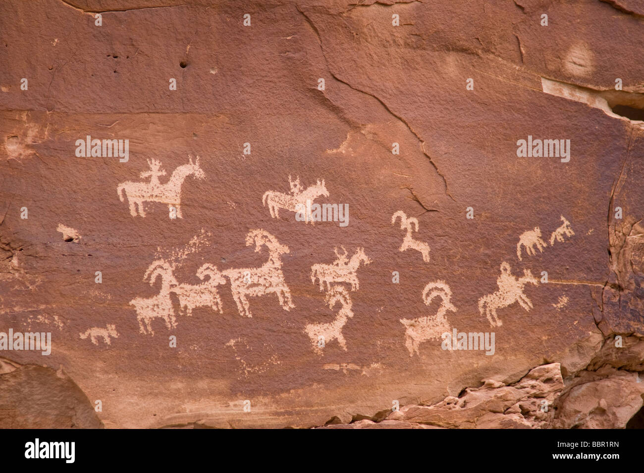 Ute Petroglyphs, Wolfe Ranch, Arches National Park, Utah Stock Photo ...