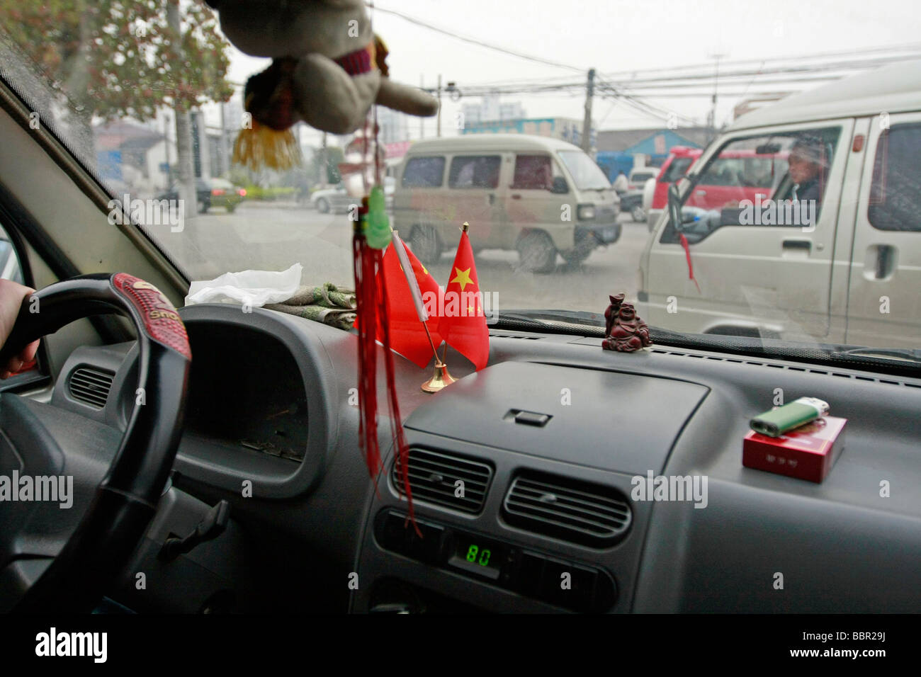 TAXI DRIVING THROUGH THE STREETS OF SHANGHAI, CHINA, ASIA Stock Photo ...