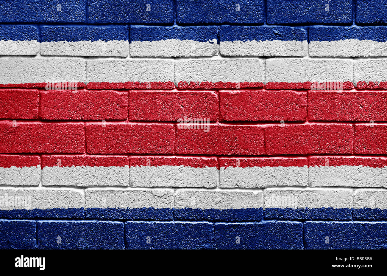 Flag of Costa Rica painted onto a grunge brick wall Stock Photo - Alamy