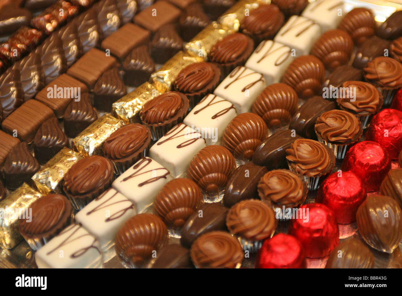 A selection of Belgian Chocolates Stock Photo - Alamy