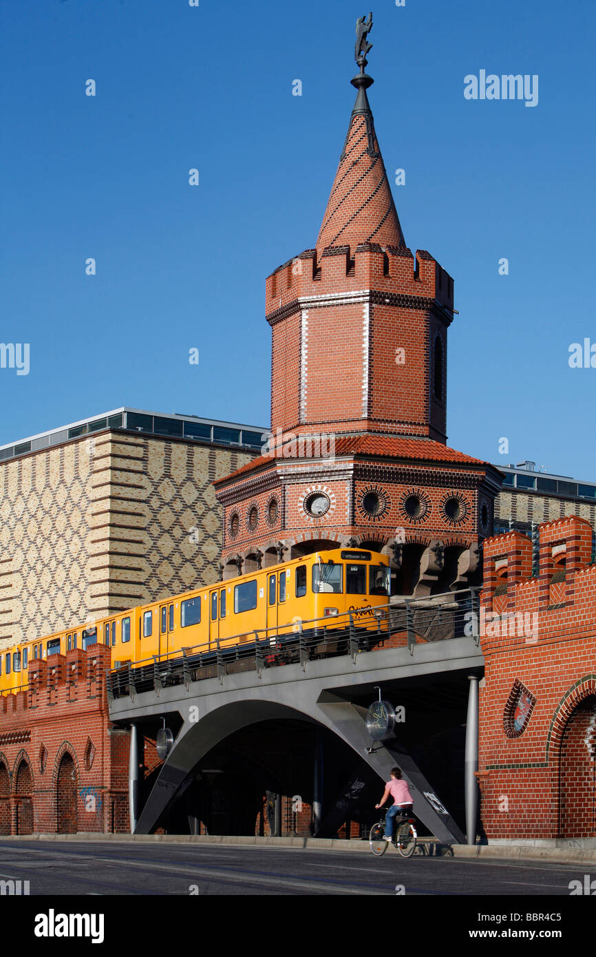 OBERBAUMBRUCKE BRIDGE OVER THE SPREE WHERE THE ABOVE GROUND S-BAHN GOES ...