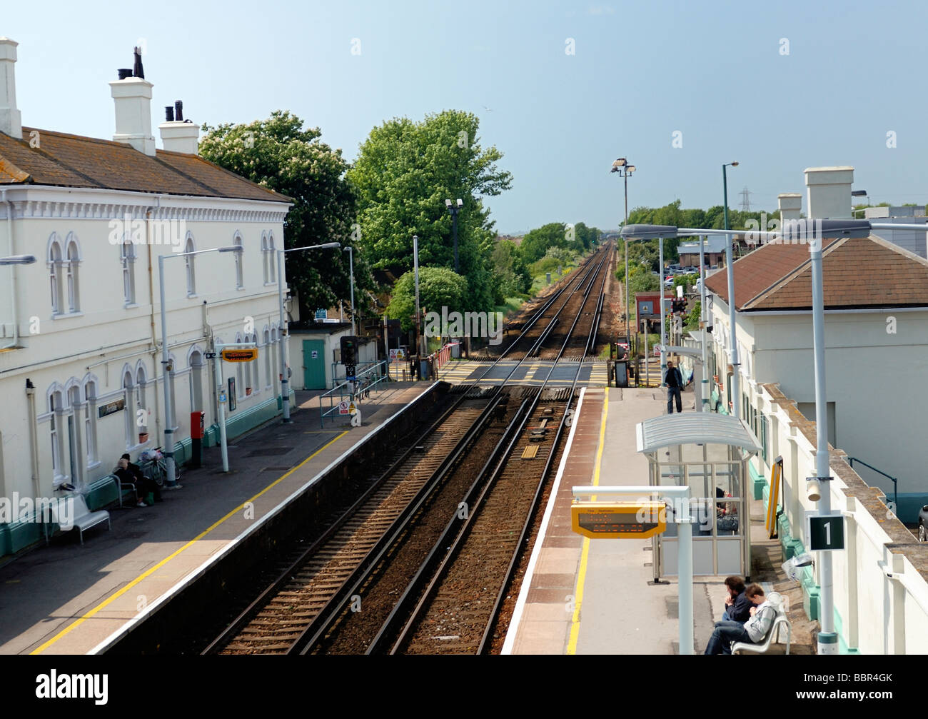 Portslade railway station with level crossing in background Stock Photo ...