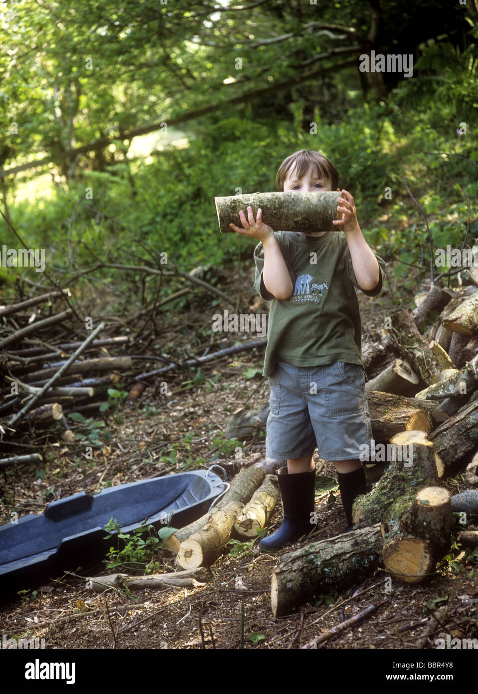 Young child collecting firewood carrying hi-res stock photography and ...